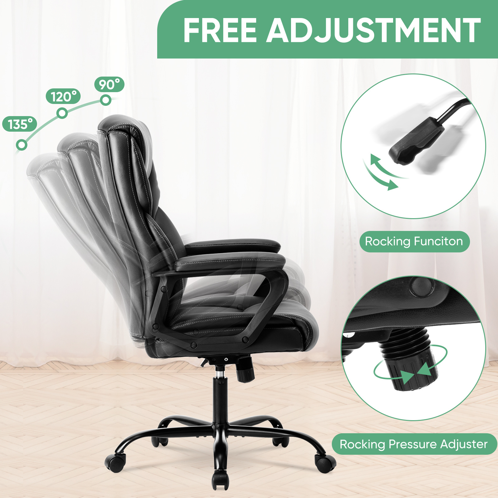 Adjustable Swivel Rolling Desk Chair Wheels Lumbar Support - Temu