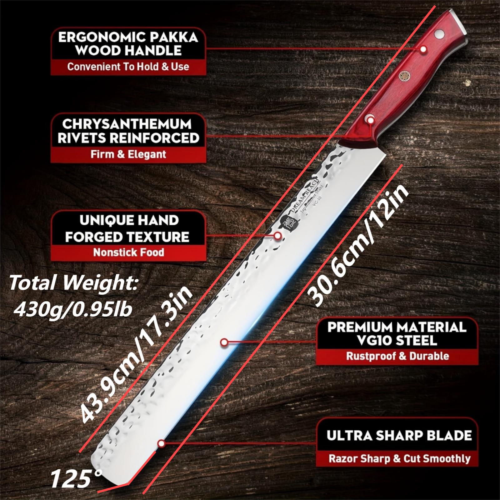 12 Inch Japanese Carving Knife Sharp High Carbon Stainless Steel Long ...