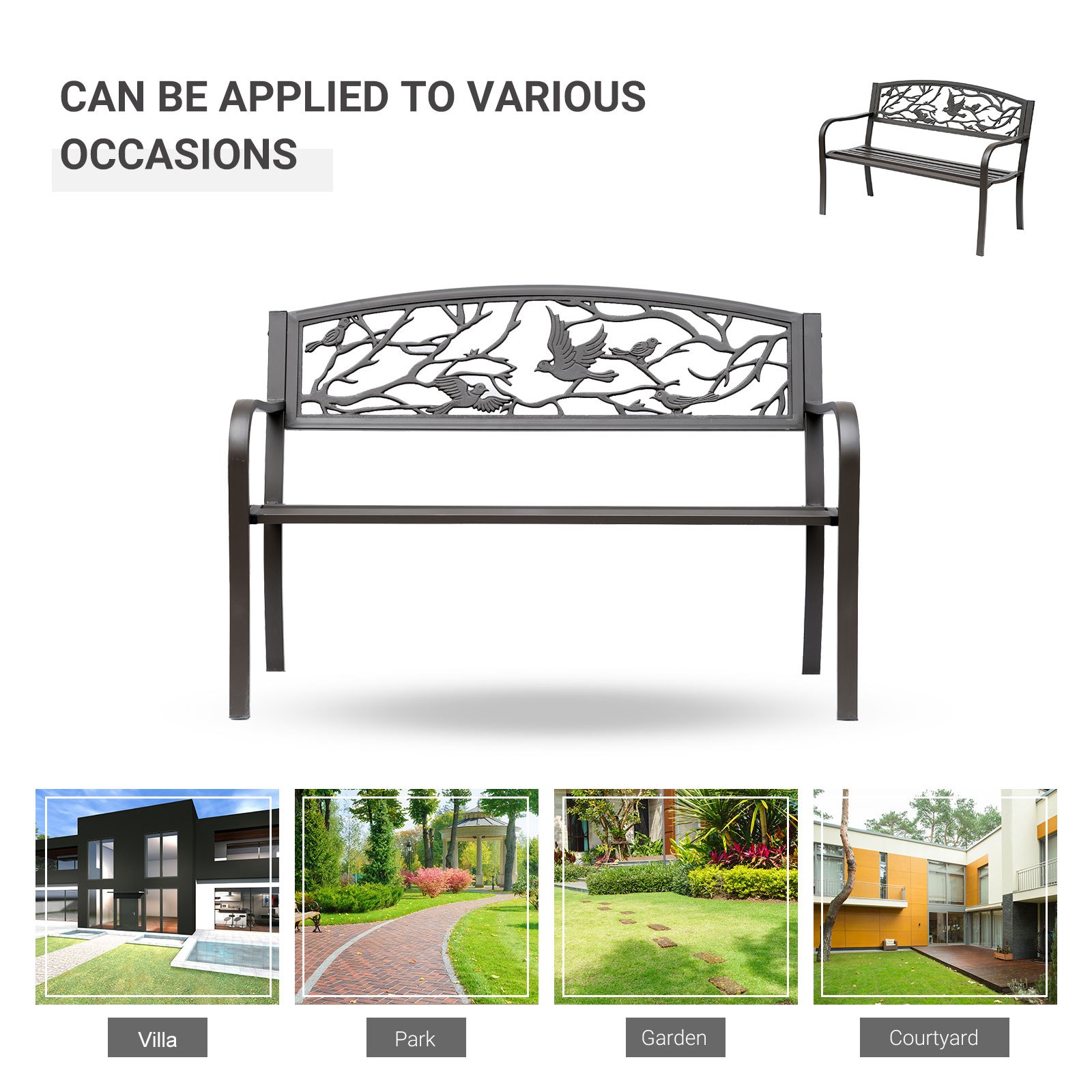 Garden Bench Outdoor Patio Bench Animal Pattern - Temu