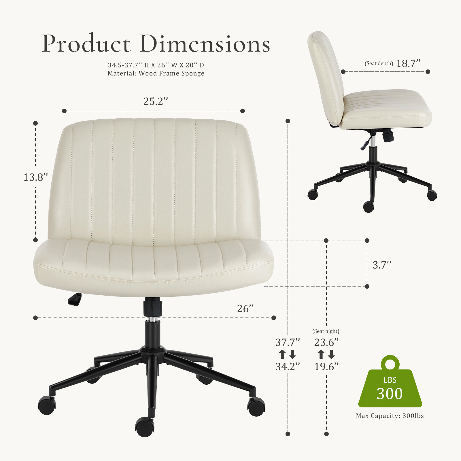 Cross Chair Legged Armless Office Desk Chair Wheels Swivel - Temu