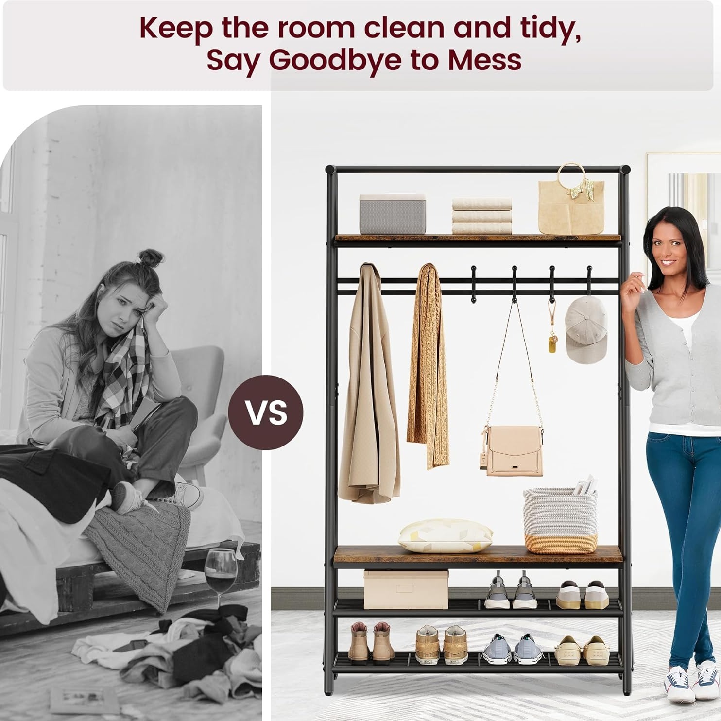 Coat Rack Shoe Bench 4 in 1 Entryway Bench Coat - Temu