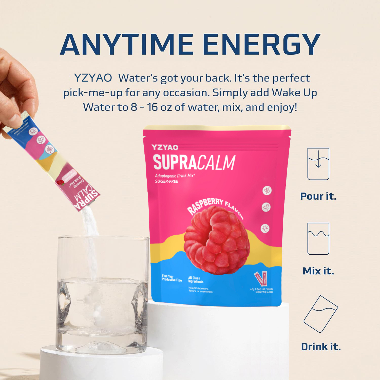 Supracalm 파우더 드링크 믹스 라즈베리 레모네이드 휴식 및 집중을 위한 보충제 설탕 없음 이동 중 2 - Temu