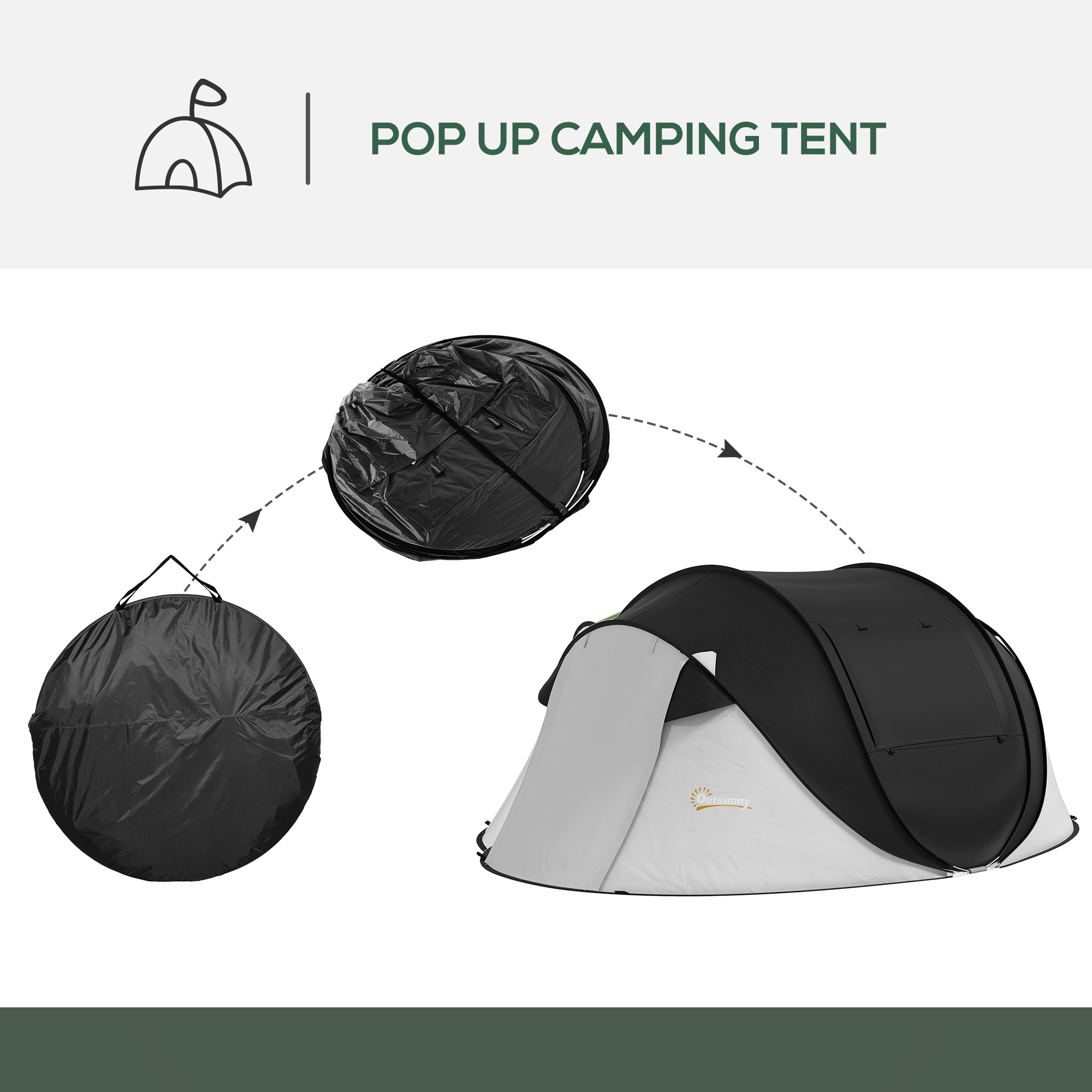 up tent instant camping tent with porch and carry bag 3000mm waterproof ...