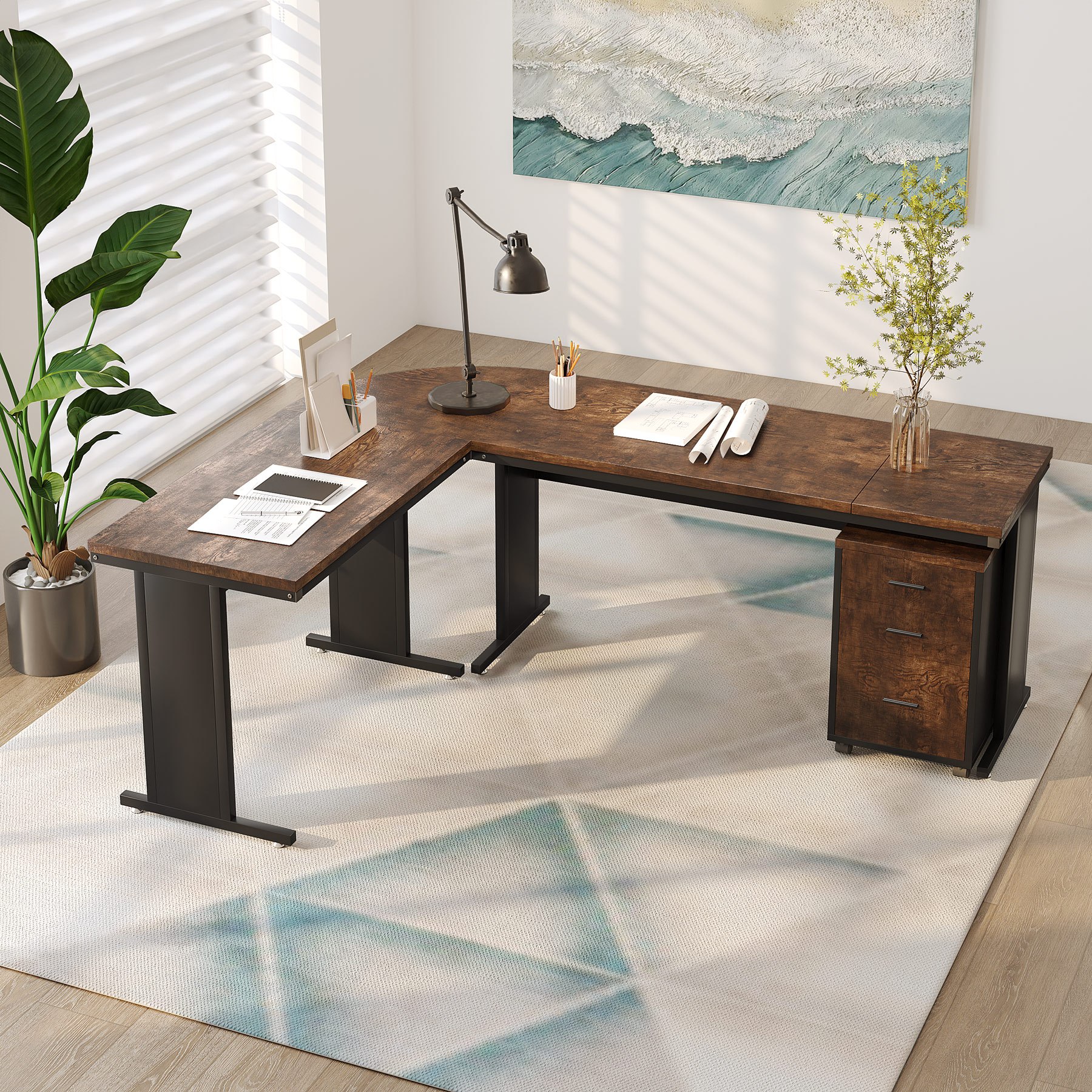 L shaped Living Room Table Large Office Desk - Temu