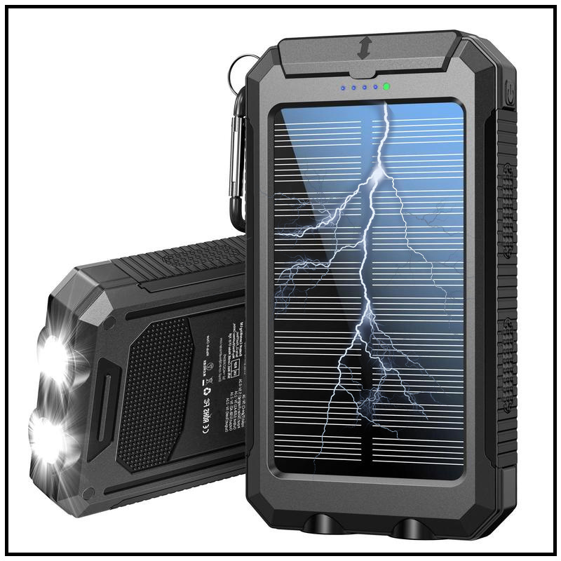 Portable Solar Power Bank Dual Usb Output Bank - Temu