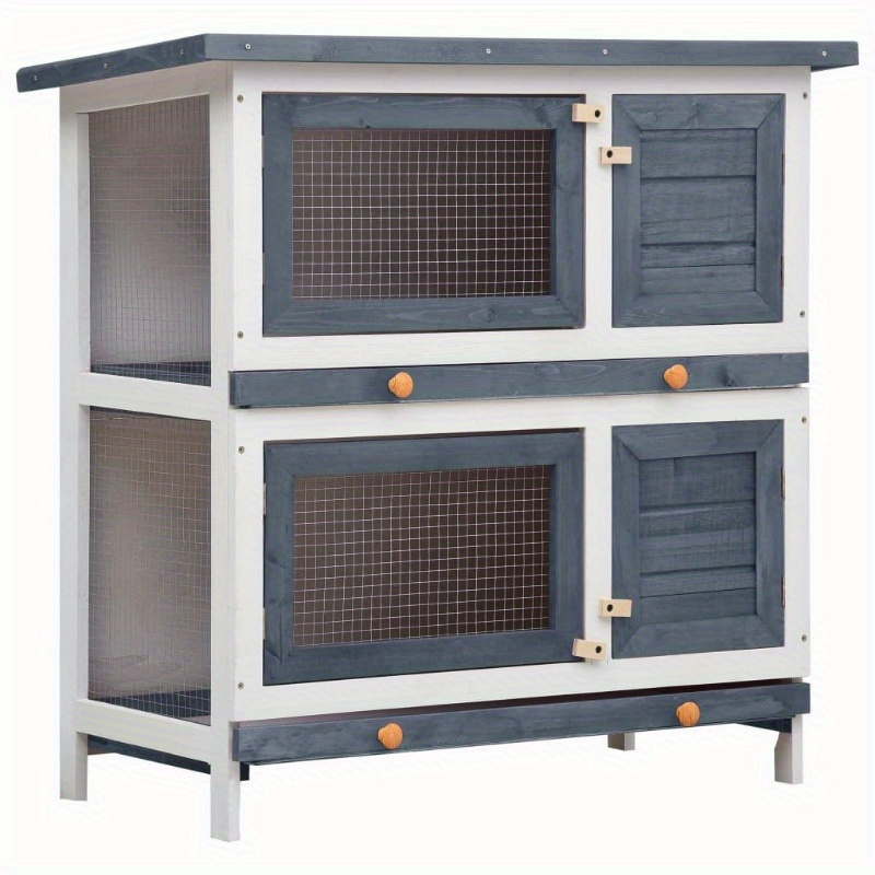 Outdoor Rabbit Hutch Gray Wood | High-quality & Affordable | Temu