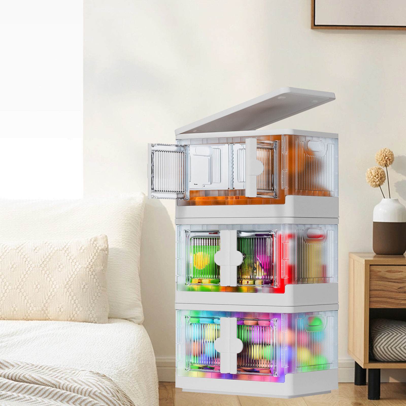 Stackable Storage Bins Folding Storage Bins With Lid, Closet Organizers ...