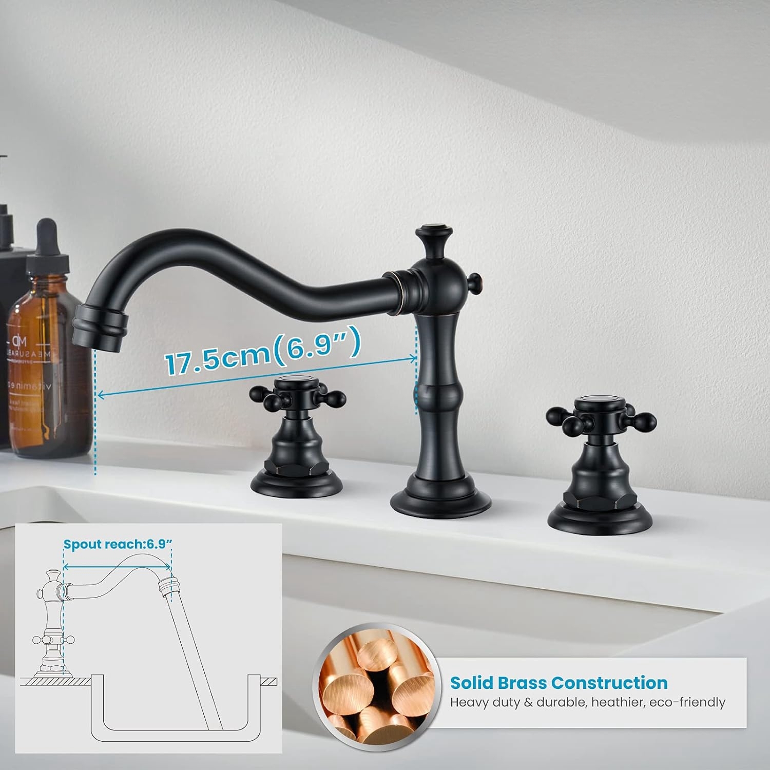 3 hole Bathroom Faucet Double Cross Handle Mixer - Temu