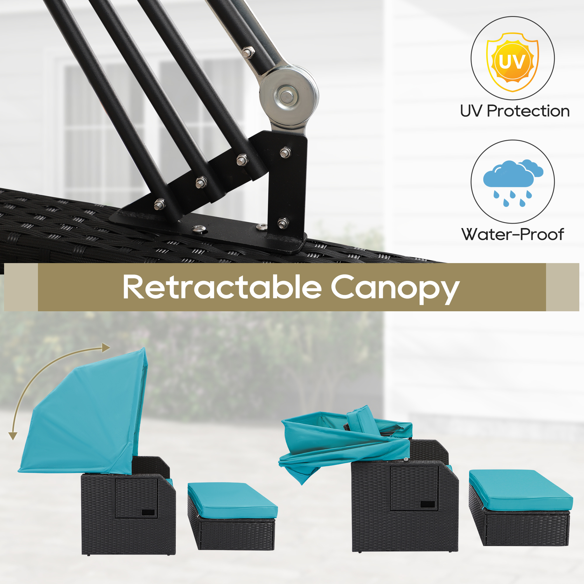 Patio Rattan Daybed Ottoman outdoor Daybed Patio Furniture - Temu