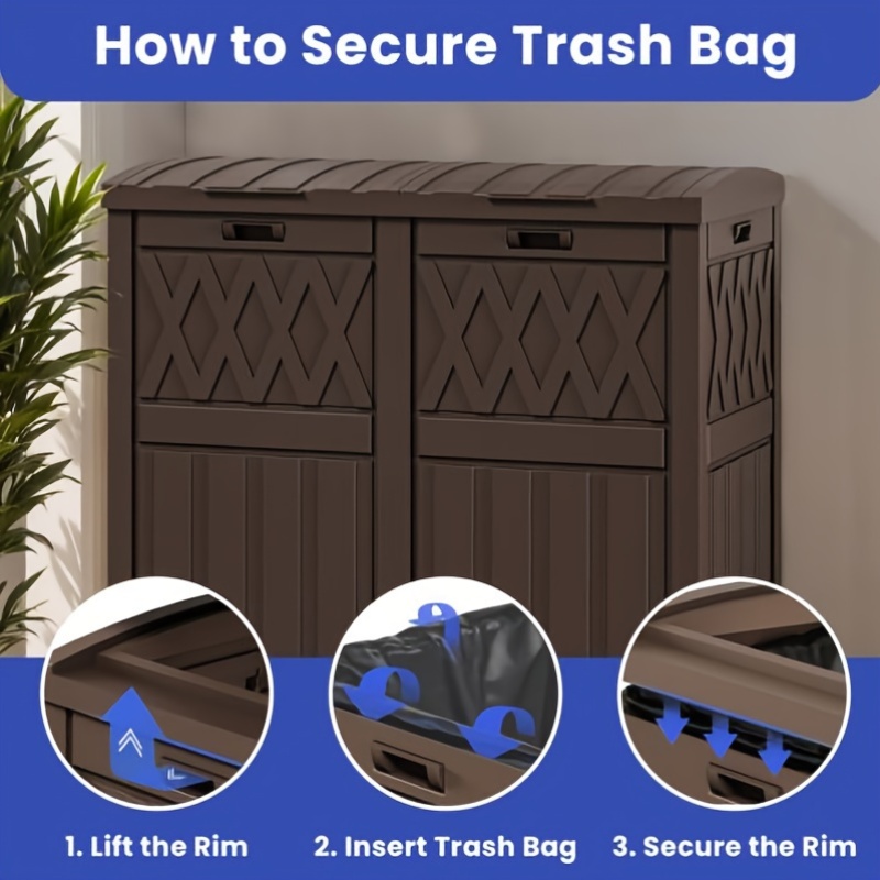 61 gallon Dual compartment Outdoor Trash Bin Concealed Waste - Temu