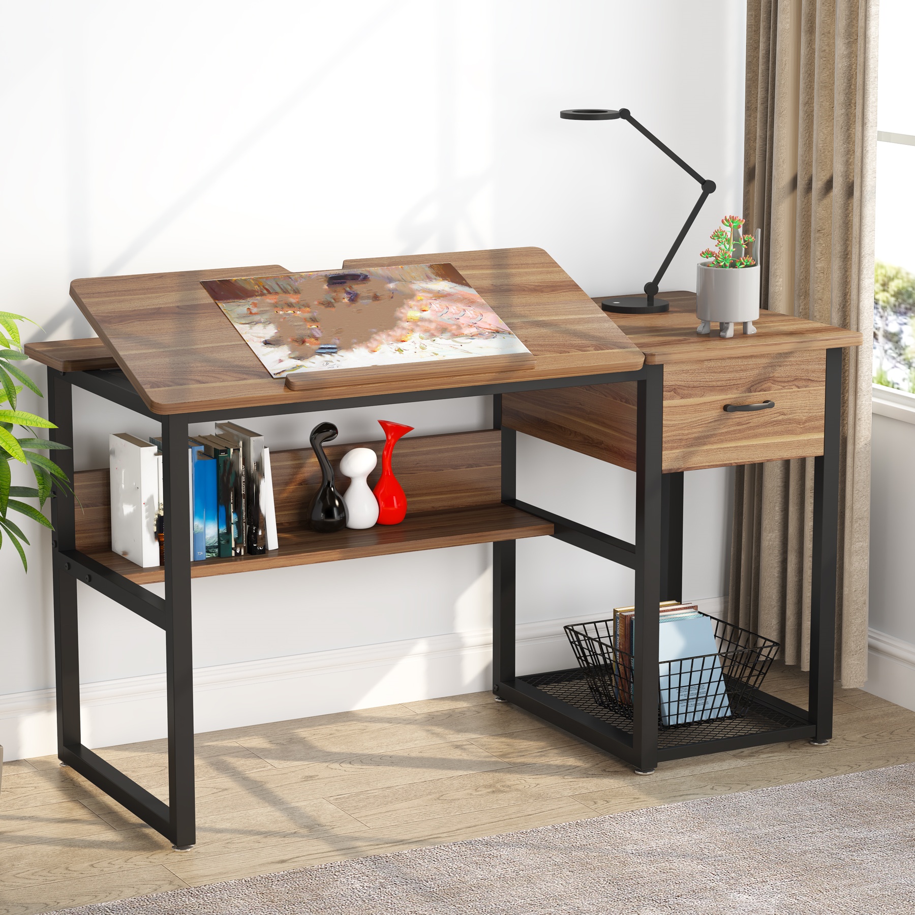 Drafting Table Storage Drawers Teacher Desk Drawing Computer - Temu