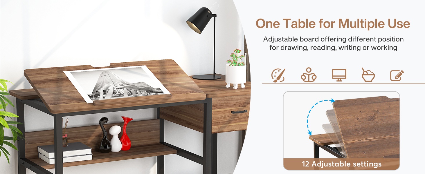 Drafting Table Storage Drawers Teacher Desk Drawing Computer - Temu