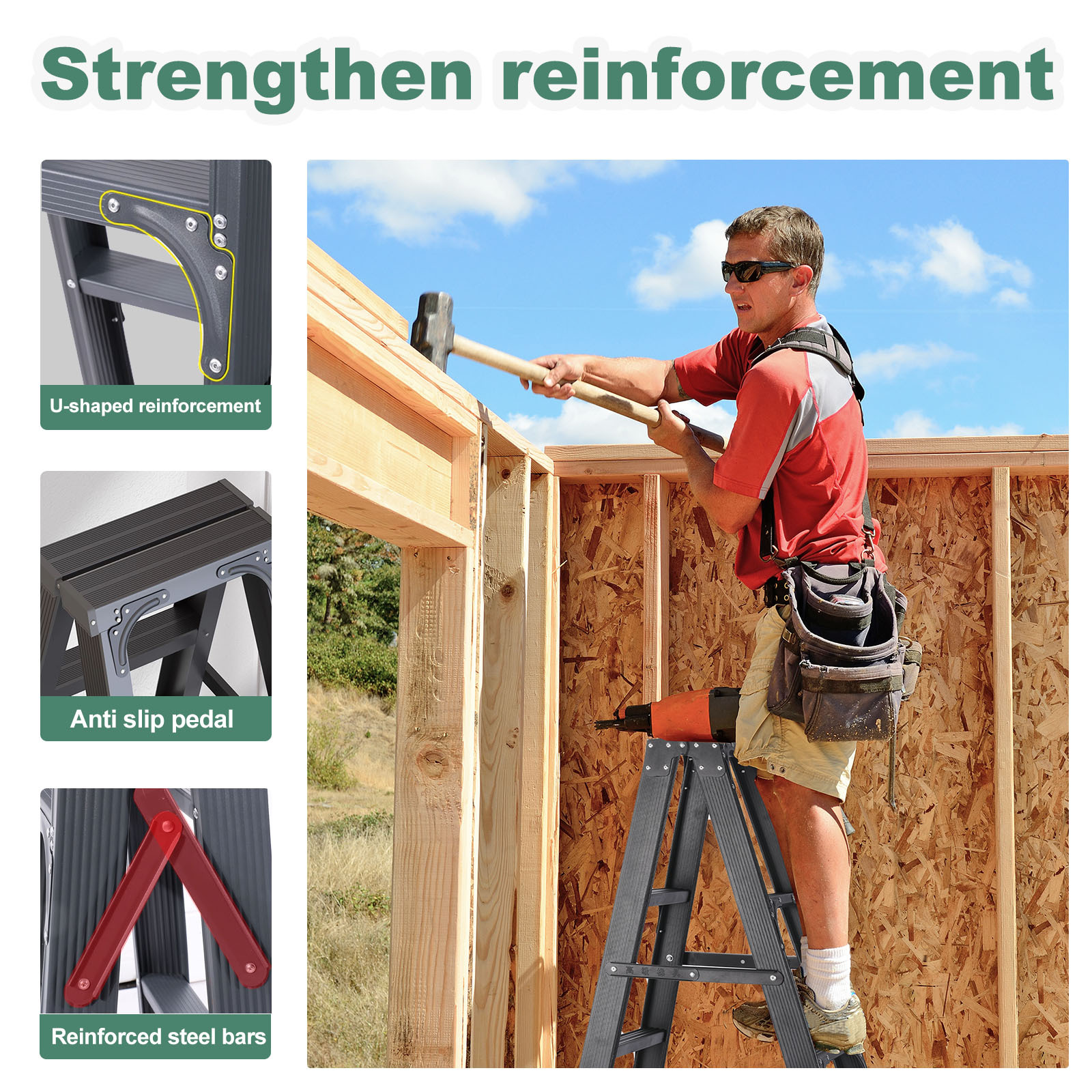 Non slip Folding Ladder Multifunctional Ladder - Temu