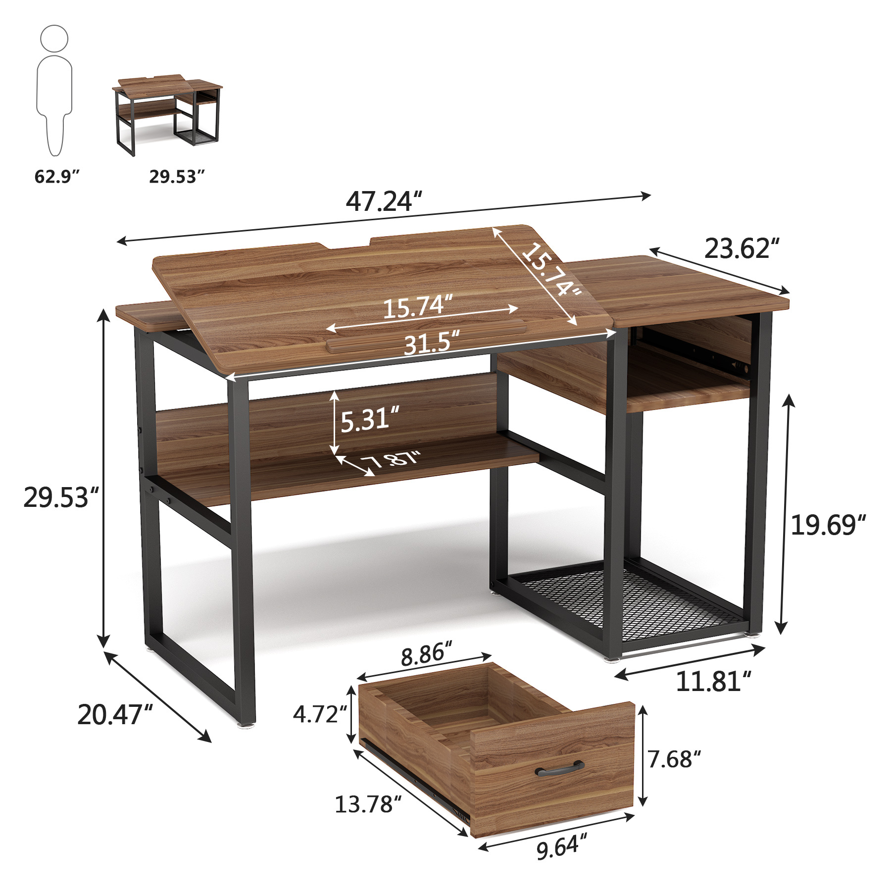 Drafting Table Storage Drawers Teacher Desk Drawing Computer - Temu