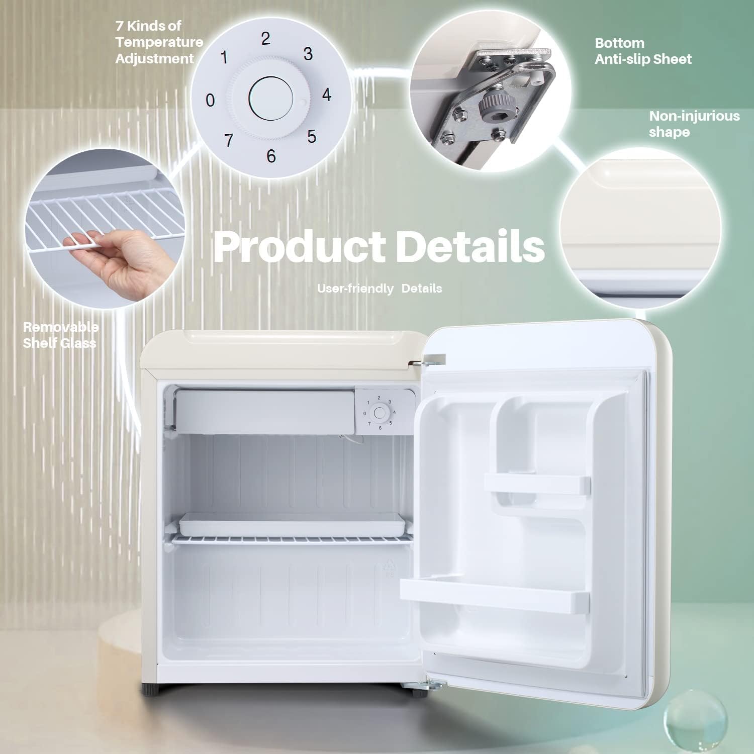 Retro Mini Fridge Freezer 1.7 Cu. Ft. Small Refrigerator - Temu