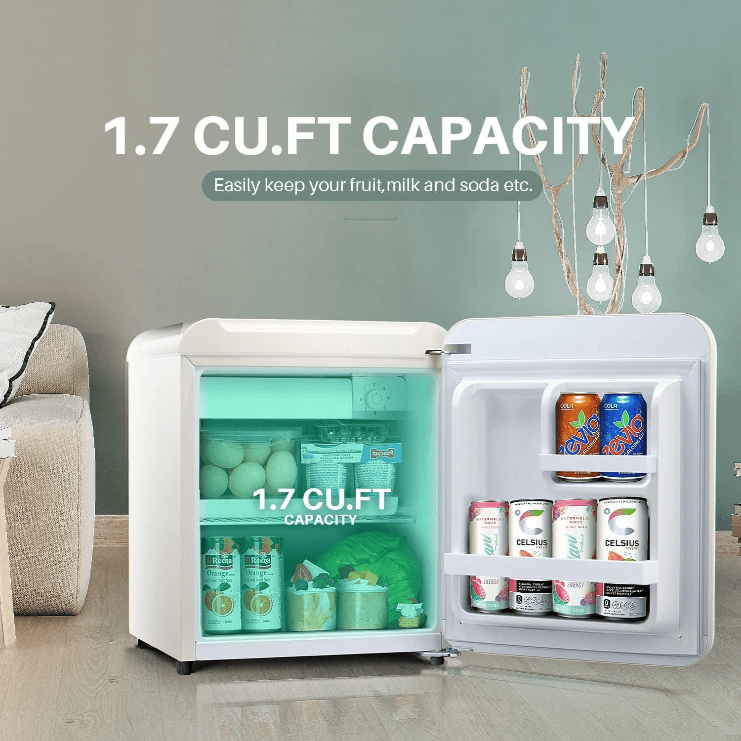 Retro Mini Fridge Freezer 1.7 Cu. Ft. Small Refrigerator - Temu