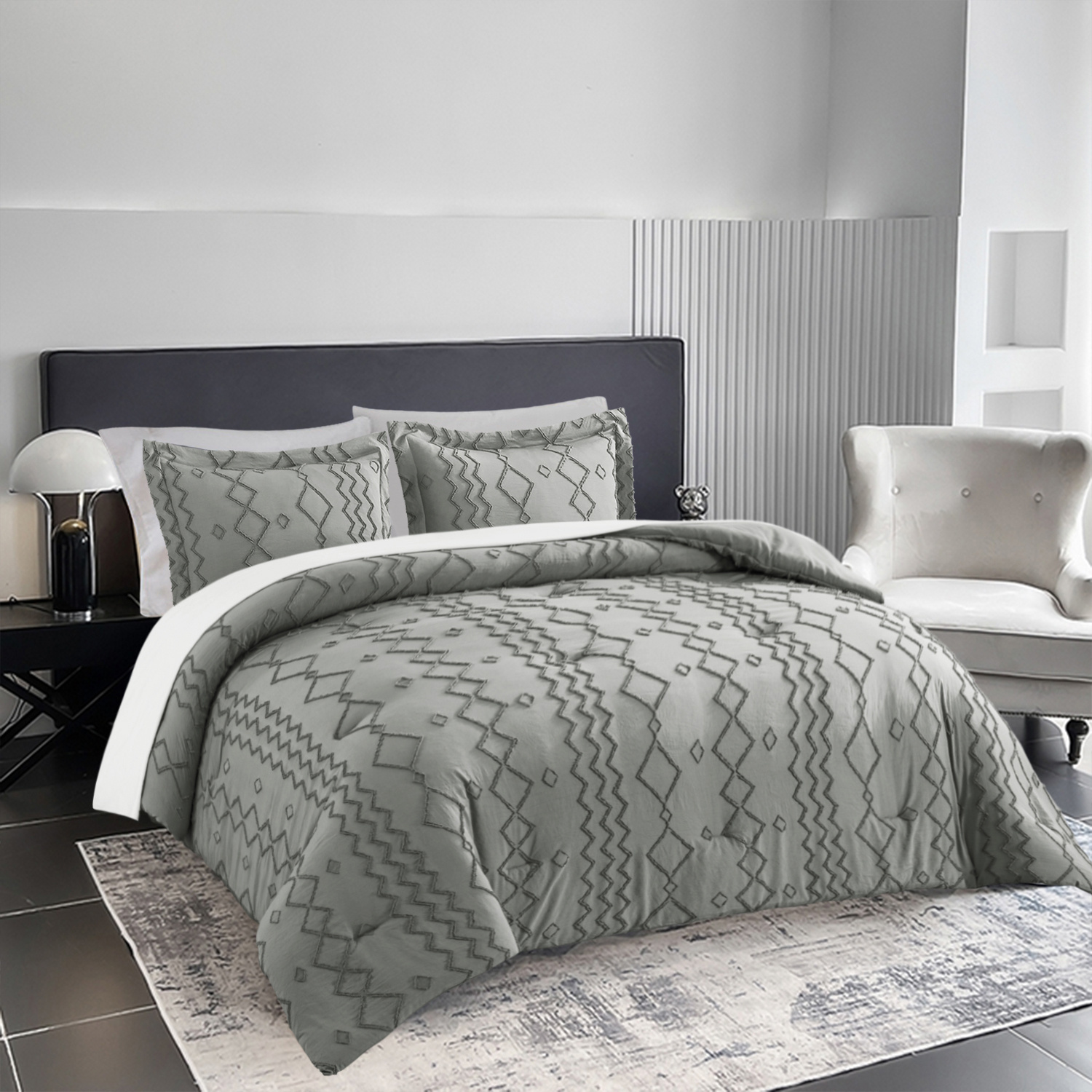 Boho Tufted Comforter Set Farmhouse Shabby Chic Embroidery - Temu