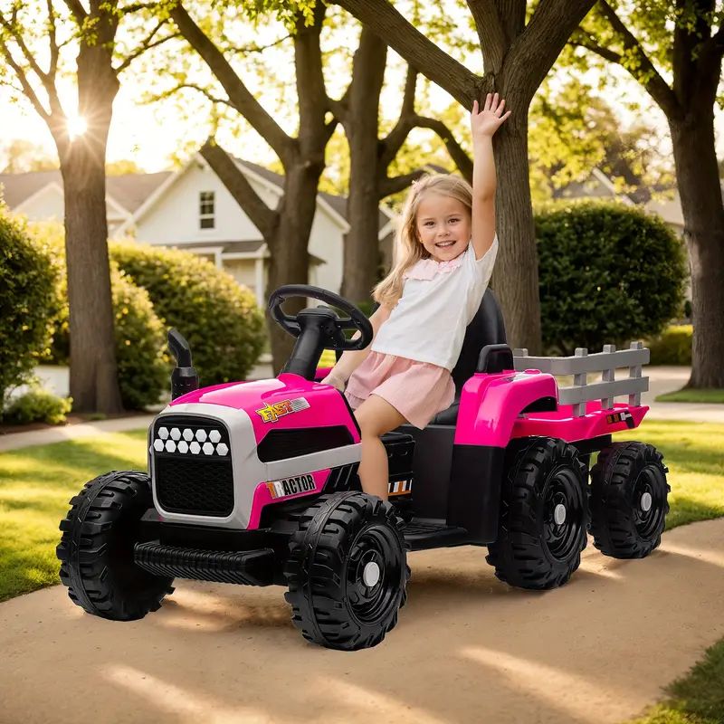 For Kids Tow Truck With Trailer, 24v Battery Powered Electric Tow ...