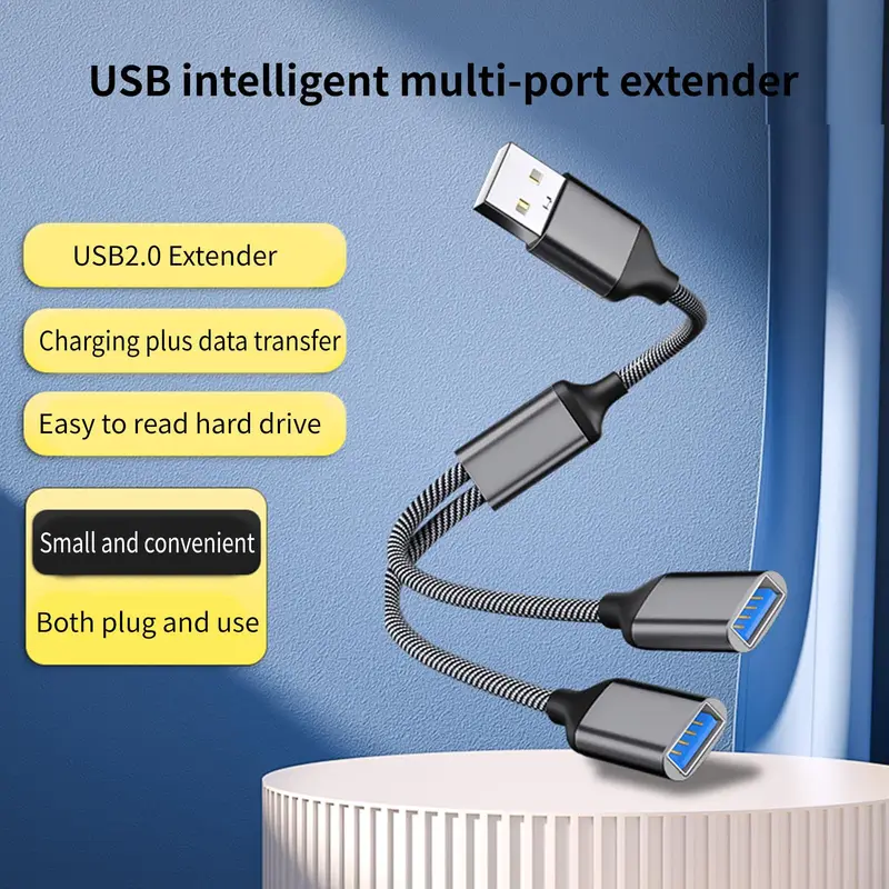 Usb Splitter Cable Usb Y Splitter Adapter Dual Usb 20 Power Temu