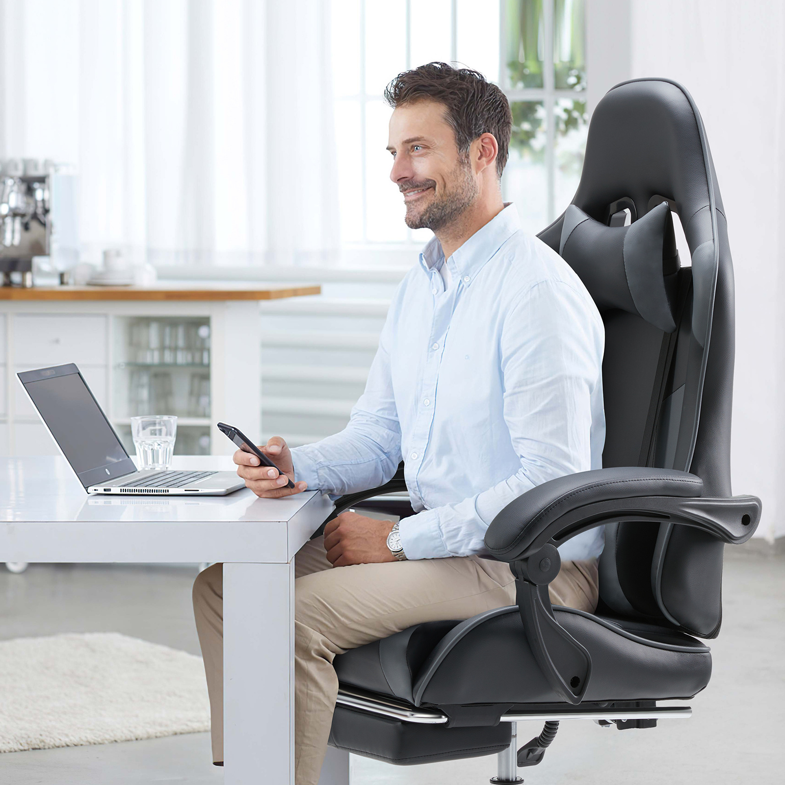 width gaming chair footrest high back ergonomic comfortable Temu
