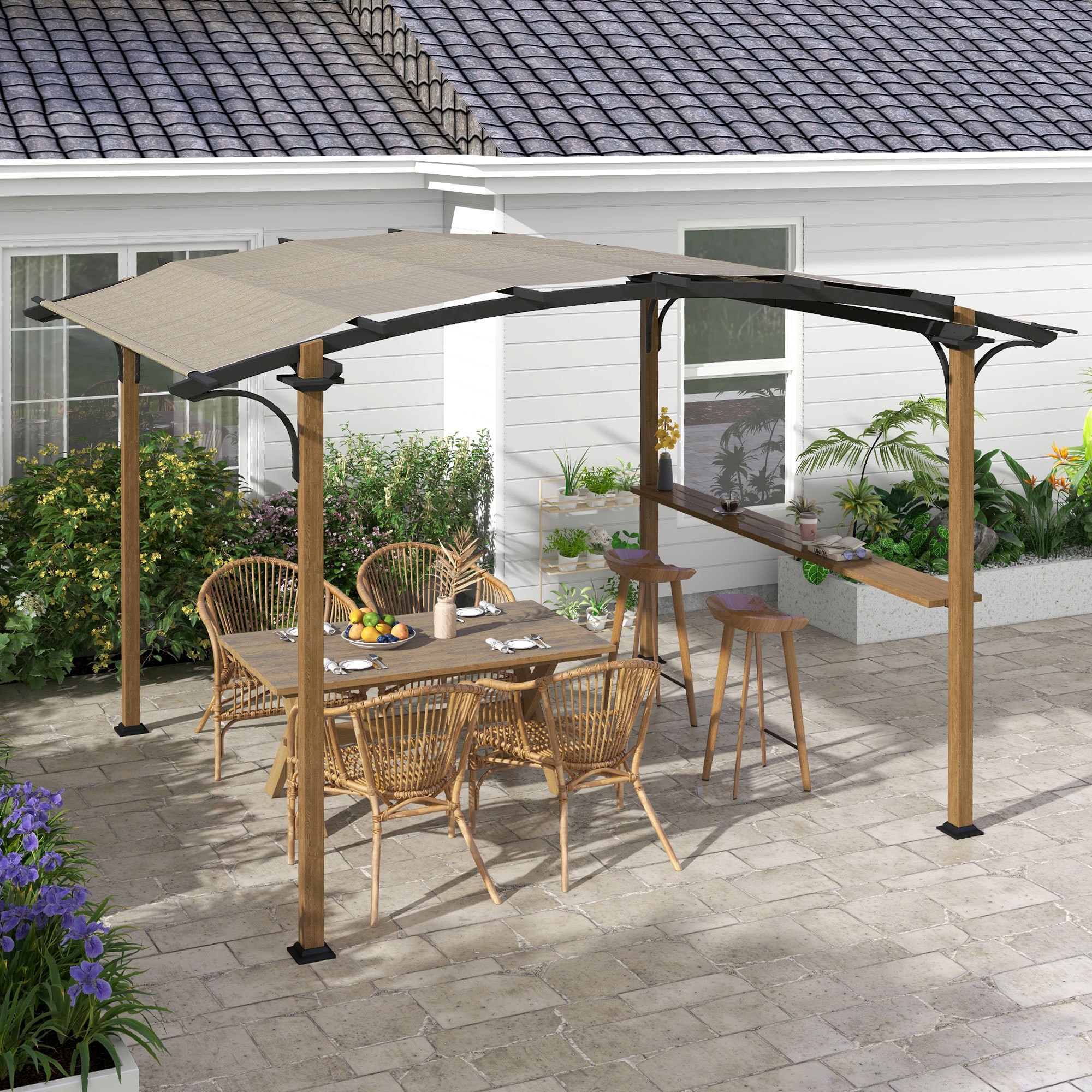 12' X 10' Outdoor Pergola Pergola Canopy Bar - Temu
