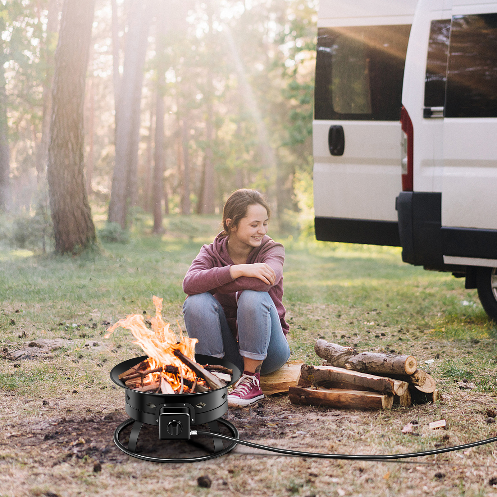 Outdoor Portable Propane Gas Fire Pit 58 000 Btu Portable Fire Pit With ...