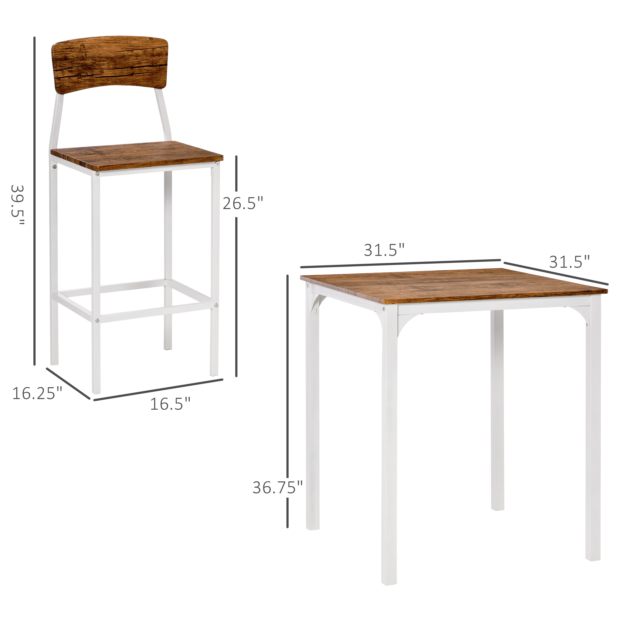 Counter Height Bar Table Chairs Set Industrial Small - Temu
