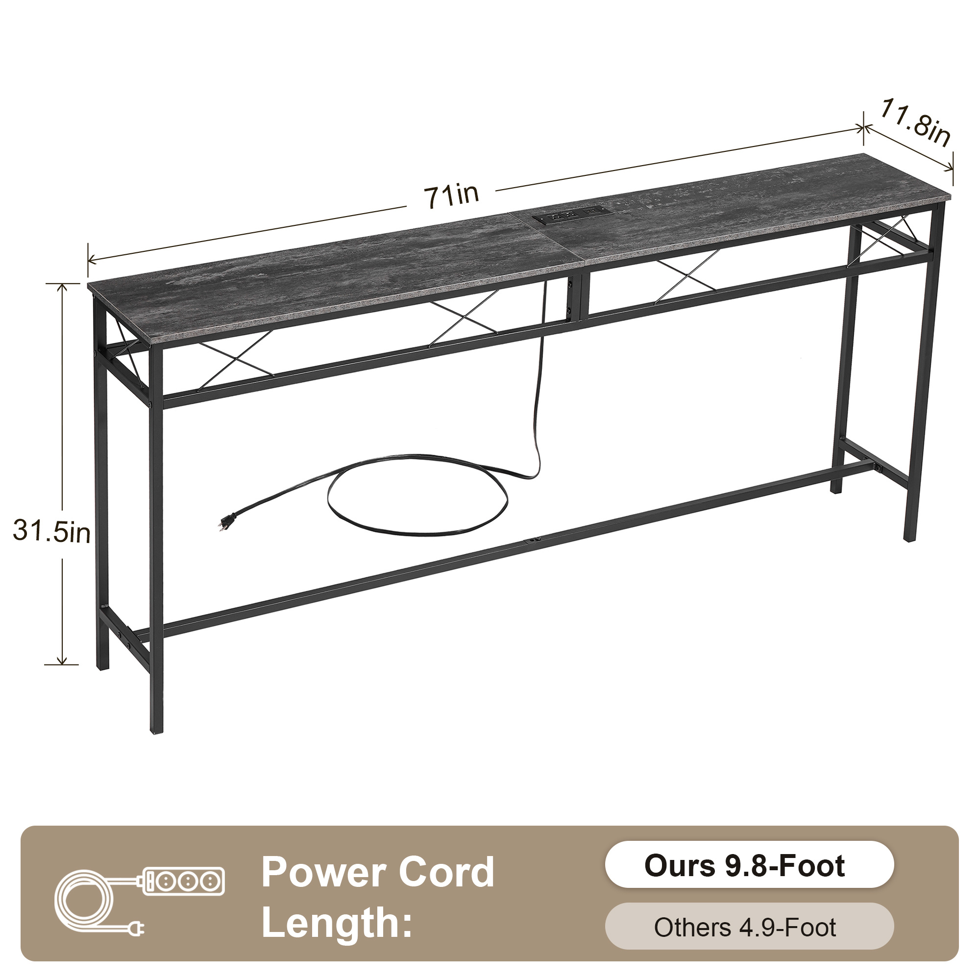 Console Table Power Outlet Usb Port Industrial - Temu