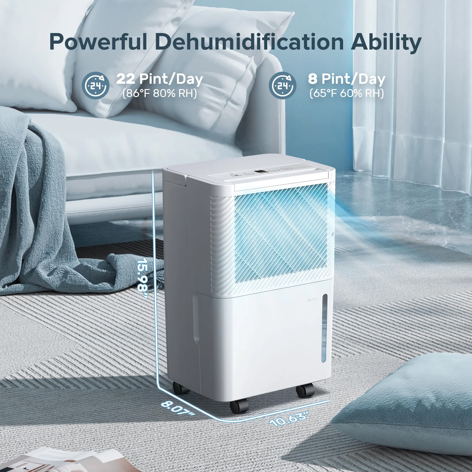 50 Pint Dehumidifier With Drain Hose 3 Operation 24h Timer Basement ...