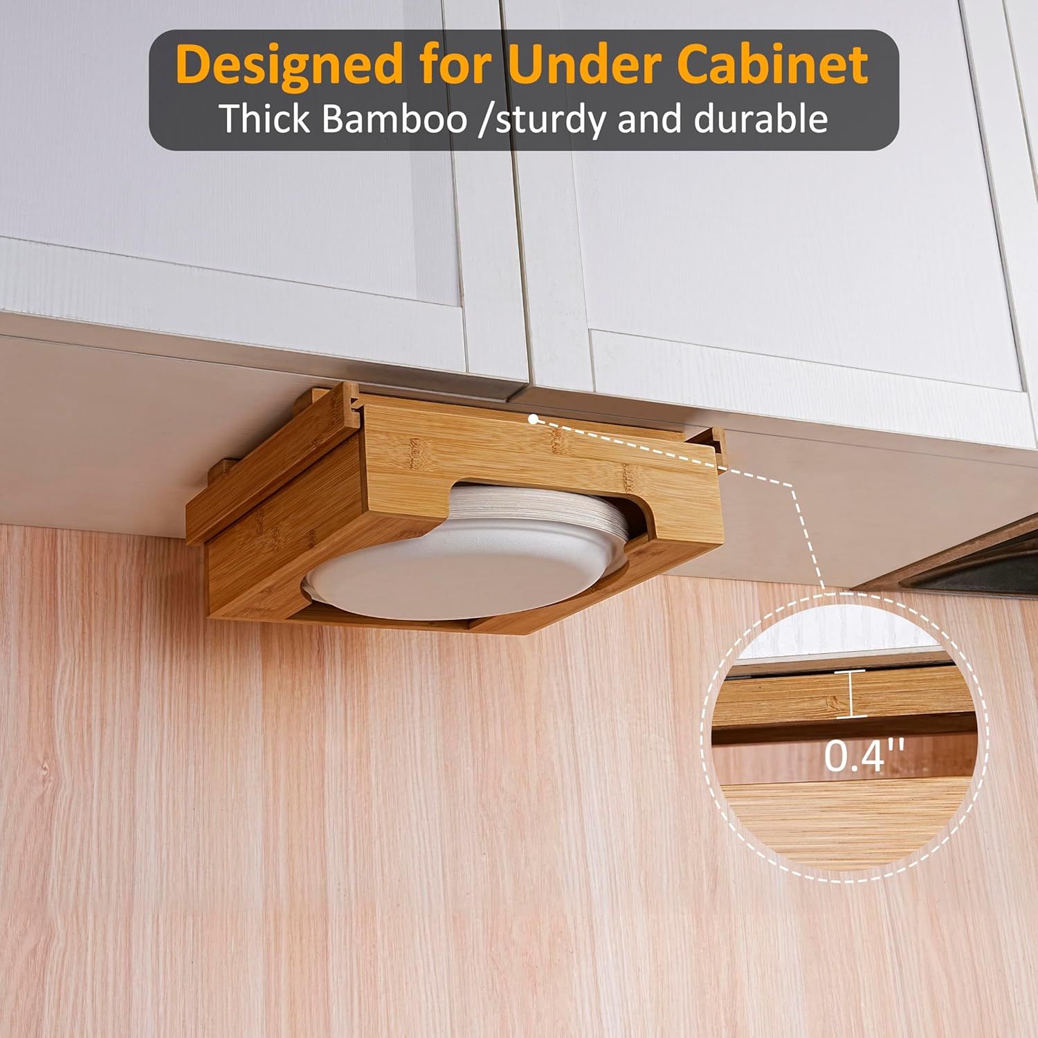 Bamboo Plate Caddy Cabinet Vertical Plate Dispenser Paper - Temu