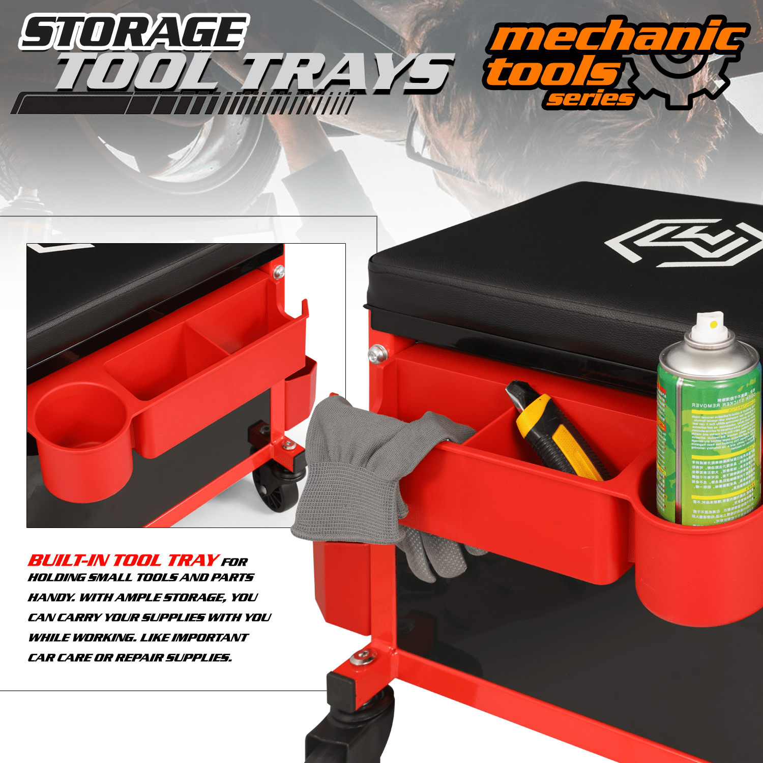 Adjustable Rectangular Roller Tool Box Padded Chair Storage - Temu