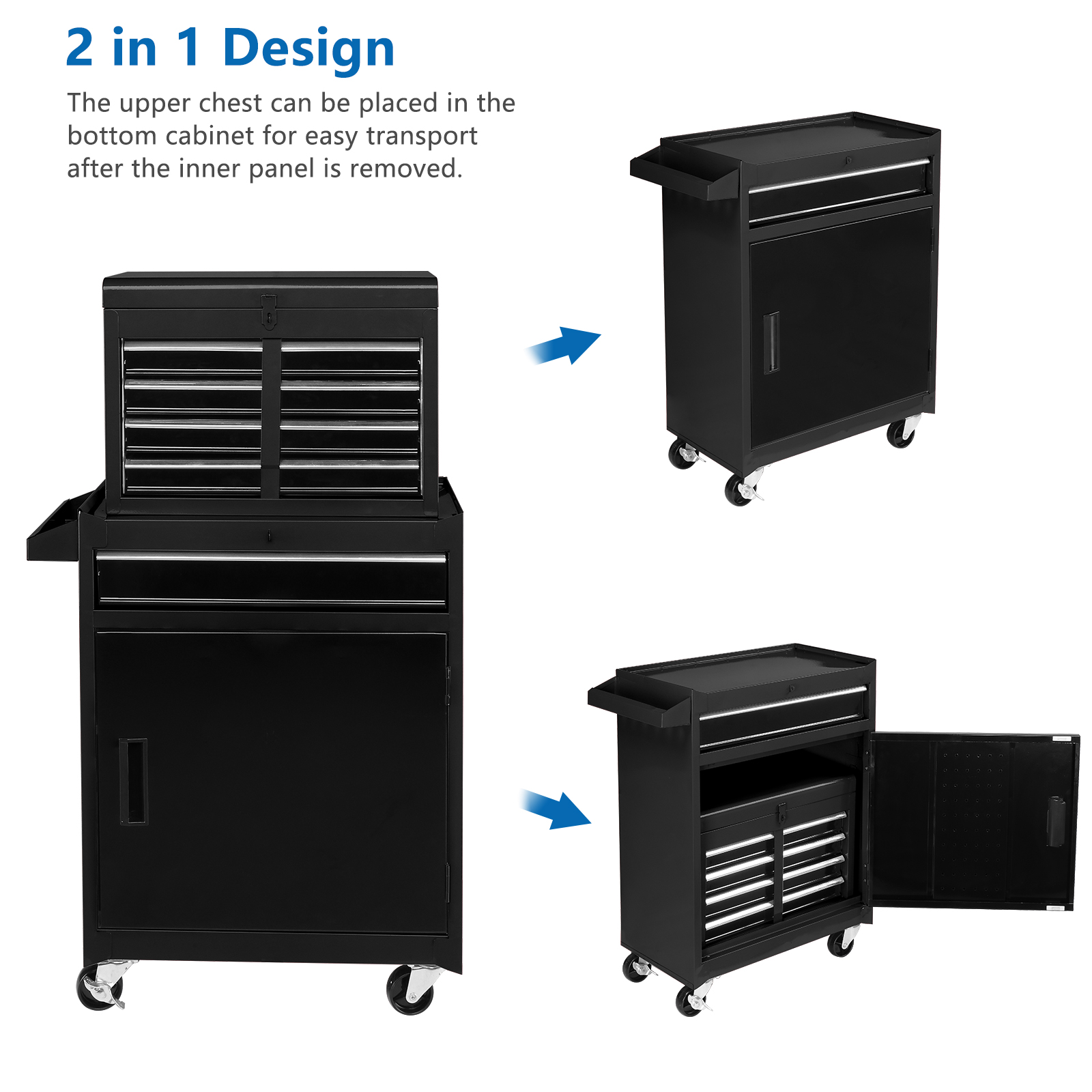 5 drawer Rolling Tool Chest W/lock Key Tool Storage Cabinet - Temu
