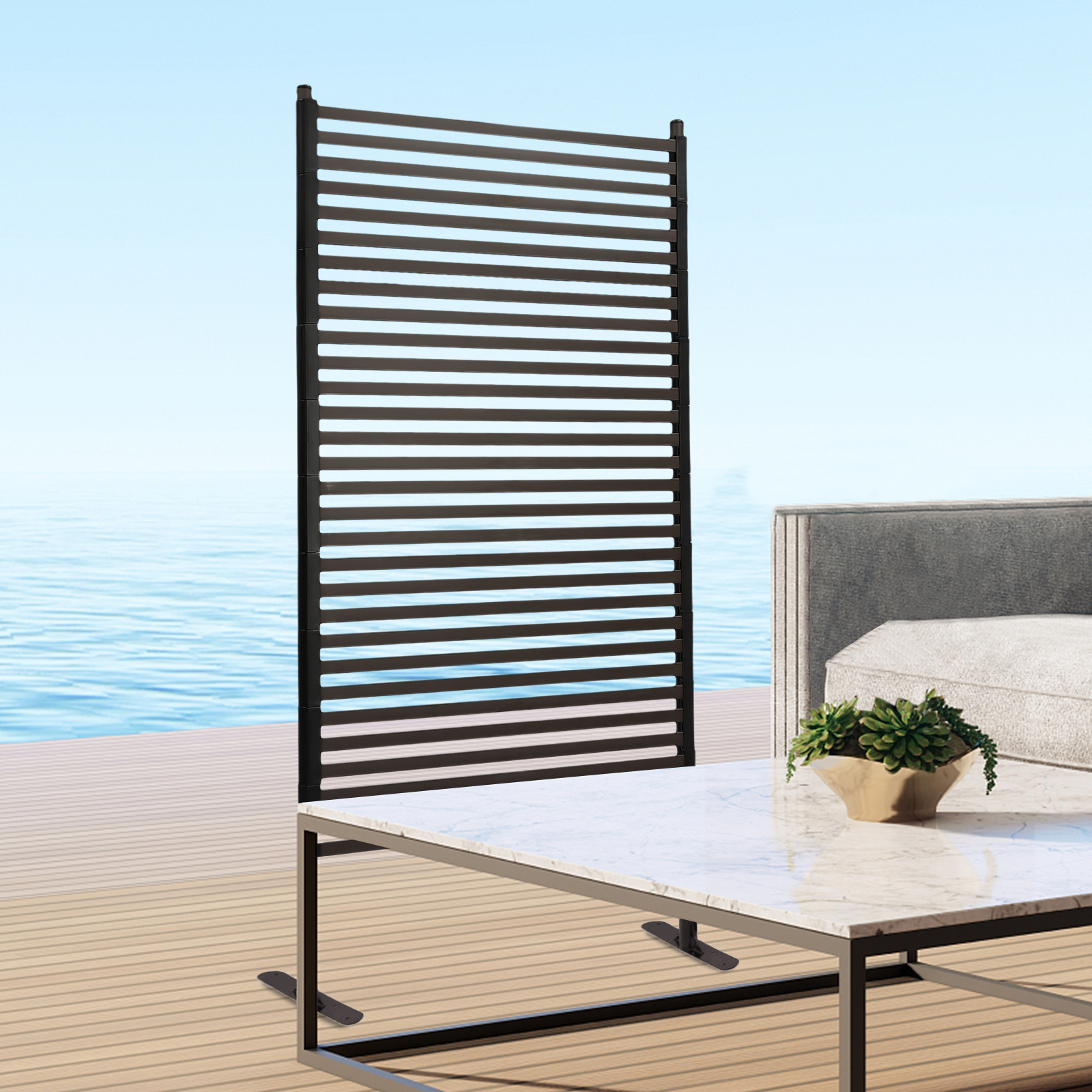Adjustable Height Outdoor Privacy Screen Brown Steel Garden - Temu