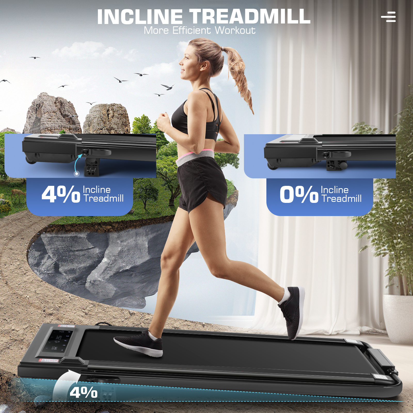 Treadmill 3 En 1 Debajo Mesa Patín Caminar 2.5 Control - Temu