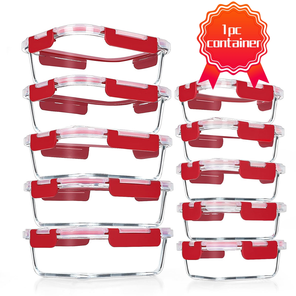 1 Terrarium Meal Prep Container, Sealed Glass Lunch Container ...