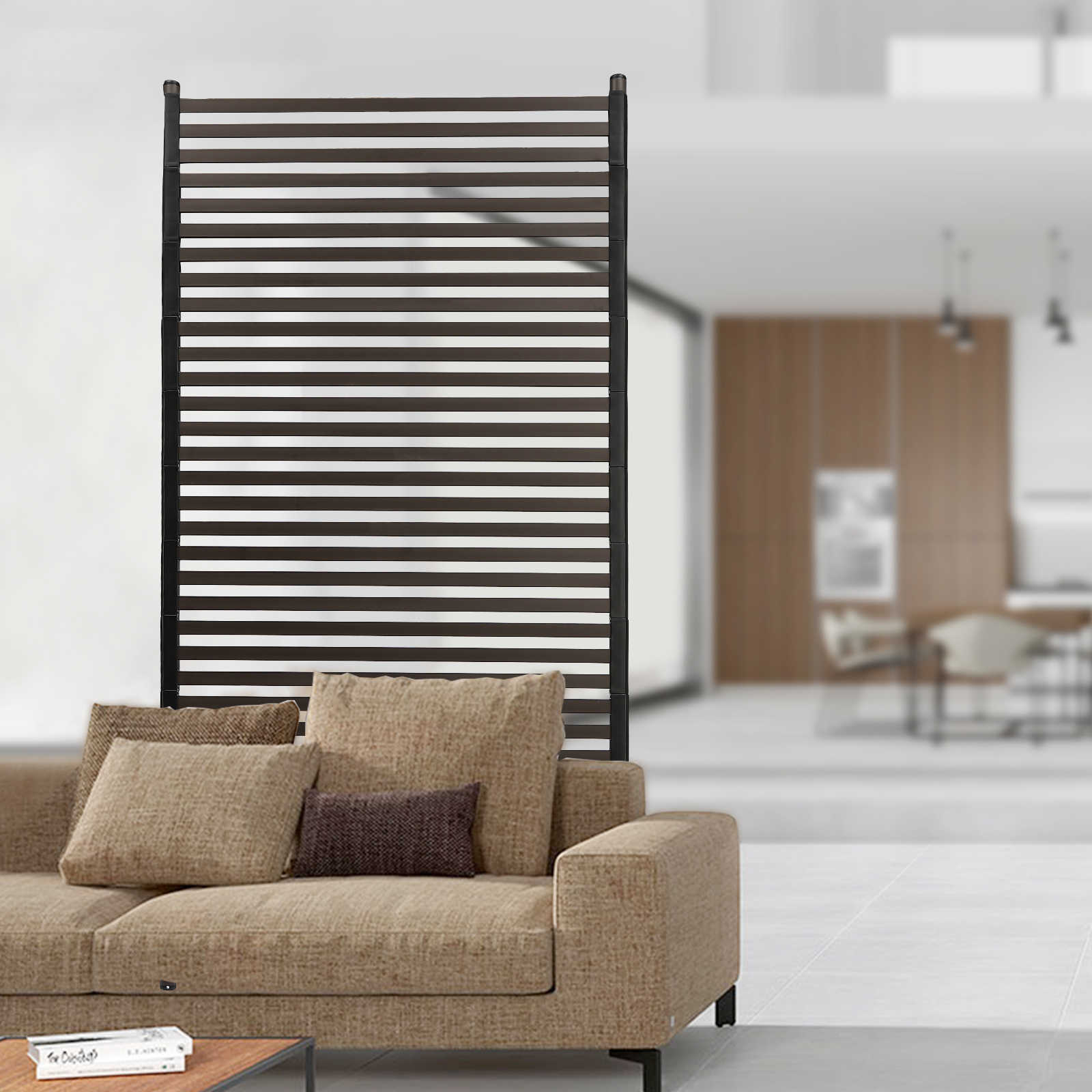 Adjustable Height Outdoor Privacy Screen Brown Steel Garden - Temu