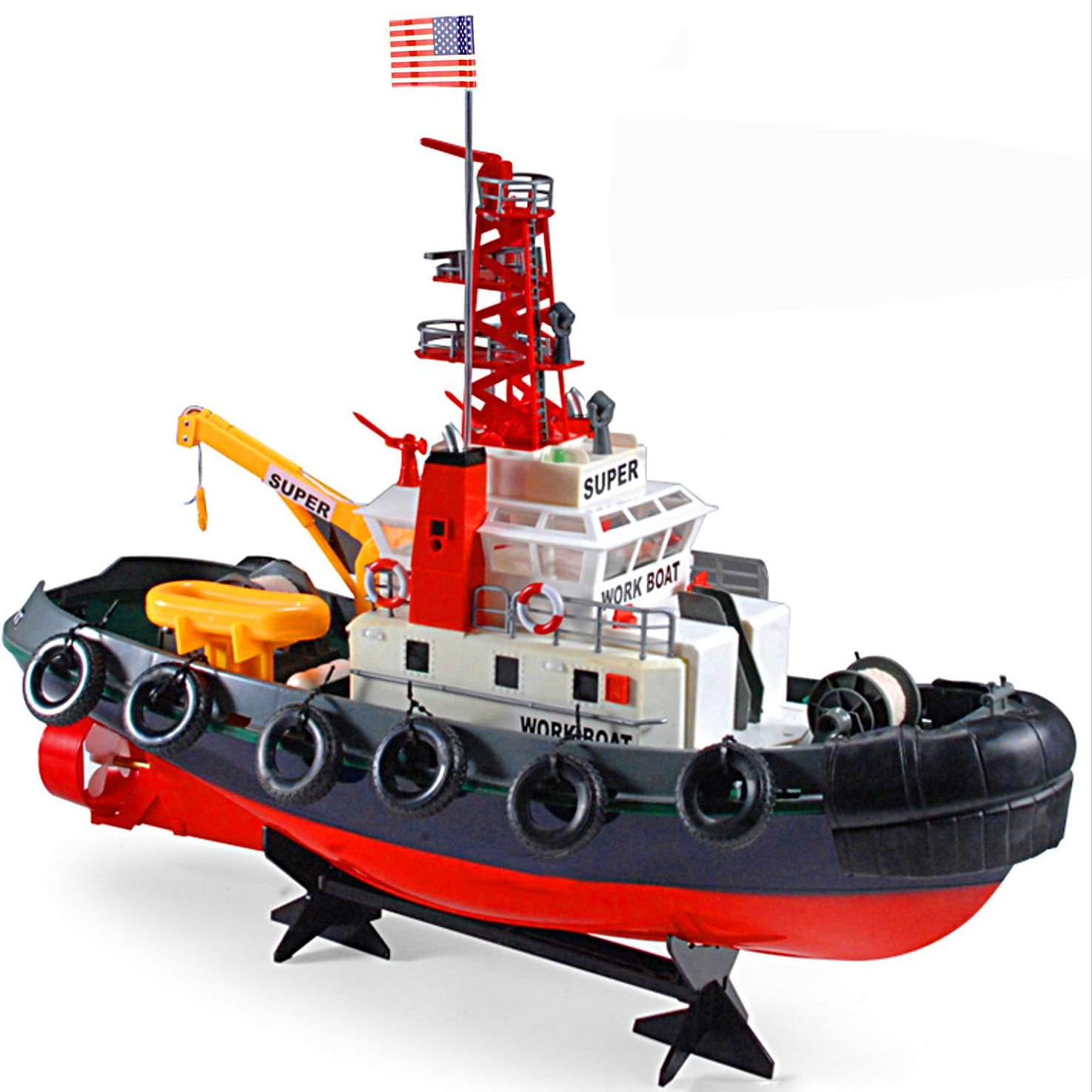 Us Super Work Boat Rc 2 4ghz Radio Control Tug Boat Tow Model 23 Harbor ...