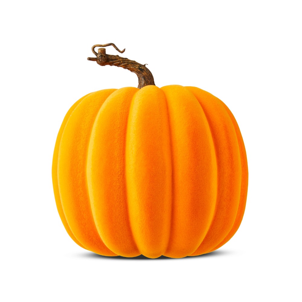 Harvest Orange Flocked Pumpkin | Today's Deals | Temu
