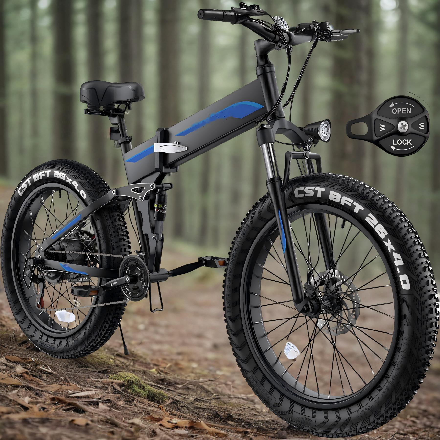 26'' Fat Tire 750w Motor Foldable Electric Bicycle, Electric Bike With ...