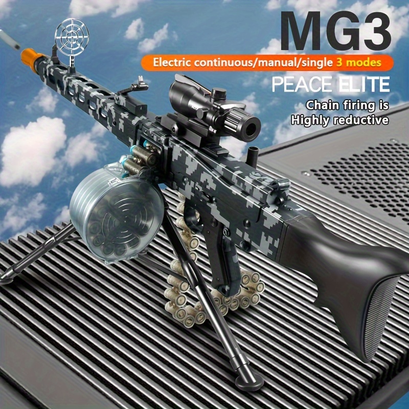 Mg3 Soft Bullet Toy Gun 3 Fire : Manual Semi Auto Full - Temu