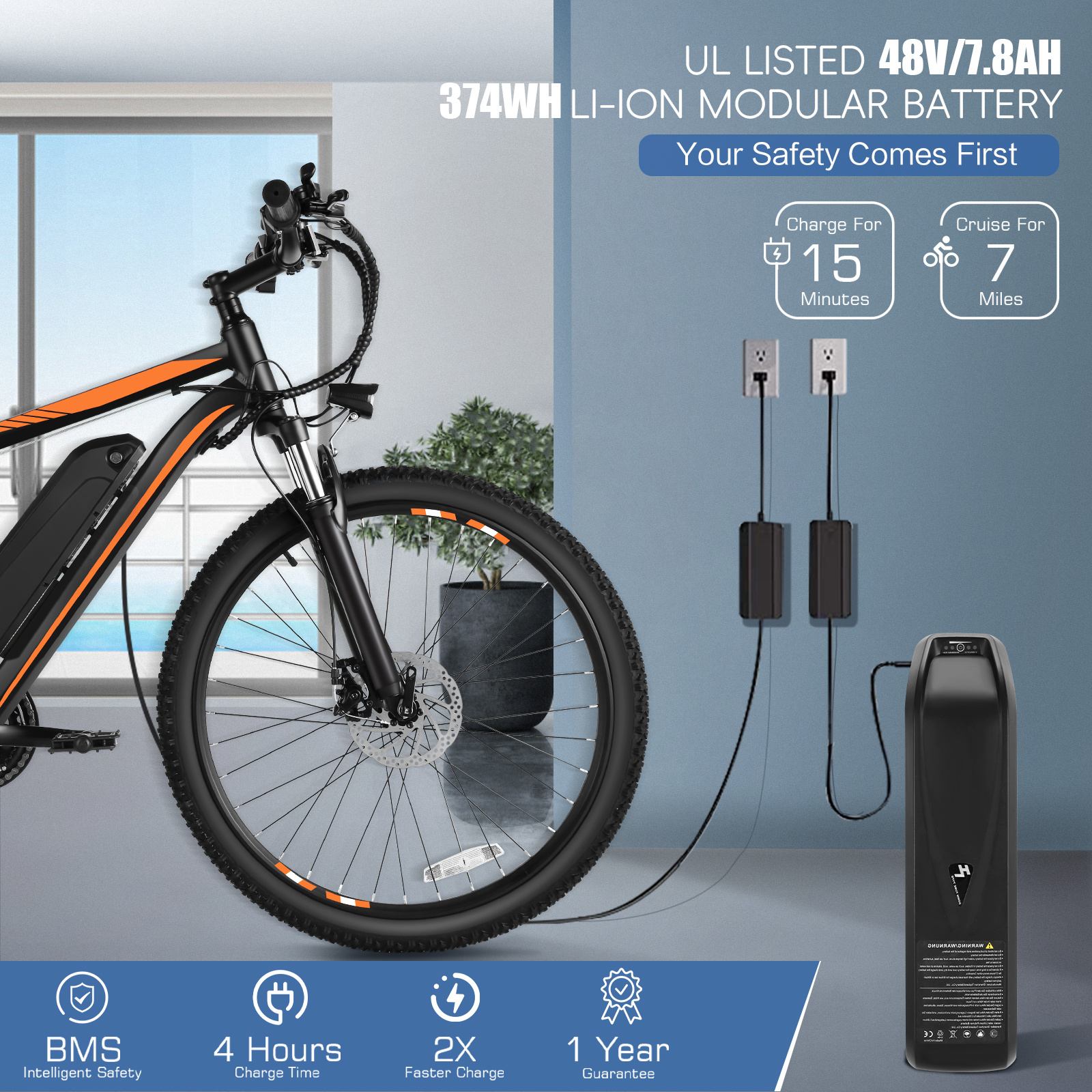 Electric Bike Adults Commuter Ebike 20mph 48v/374wh - Temu