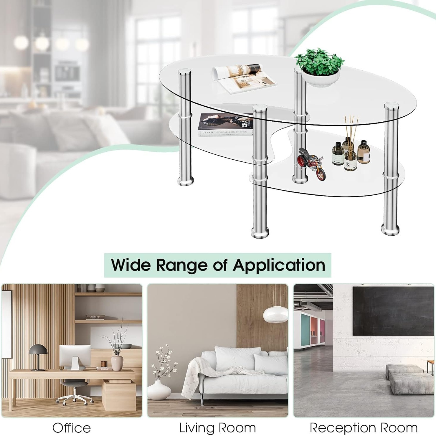 Glass Coffee tier Sofa Side Table Metal Tube - Temu