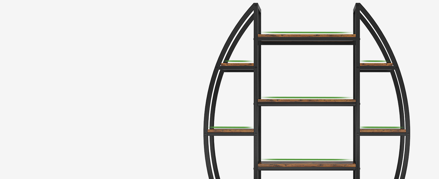 Oval Bookshelf Triple Tier Etagere Bookcase Multi - Temu