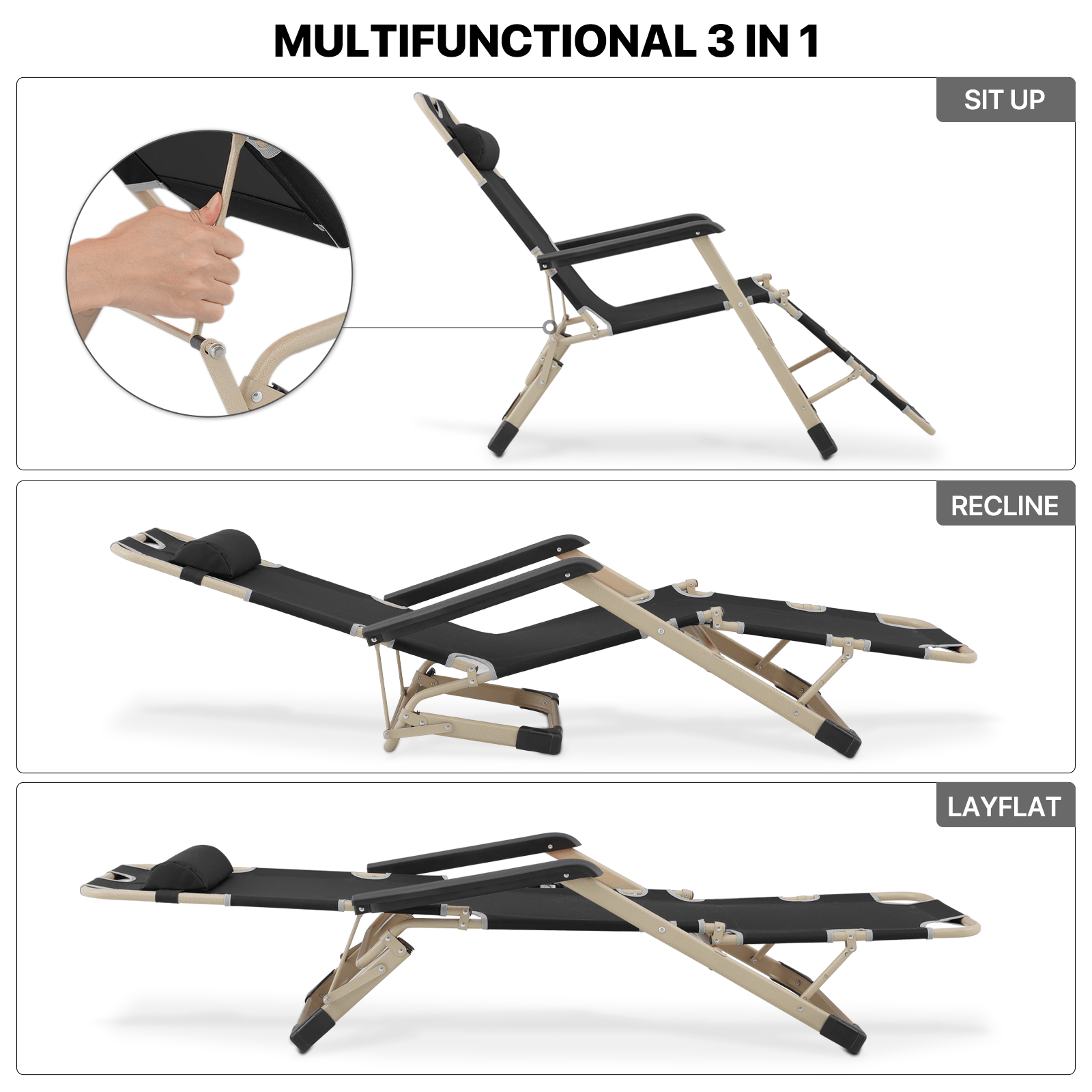 Folding Reclining Patio Chair 3 position Patio - Temu
