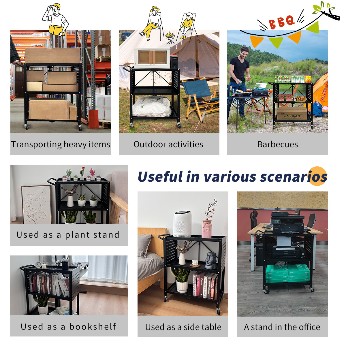 Tool Cart Utility Cart 3 tier Foldable Tool Cart - Temu