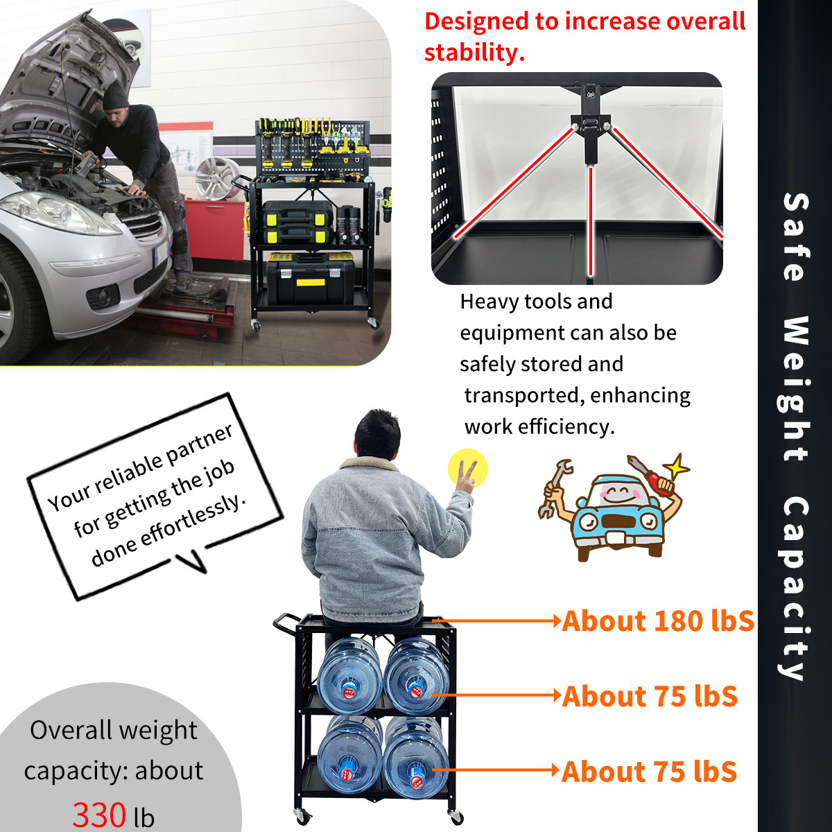 Tool Cart Utility Cart 3 tier Foldable Tool Cart - Temu