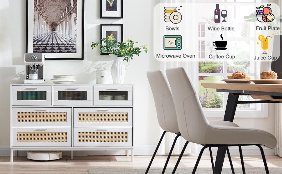 7 drawer Farmhouse Sideboard Buffet Cabinet Kitchen - Temu