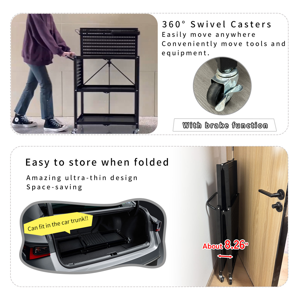 Tool Cart Utility Cart 3 tier Foldable Tool Cart - Temu