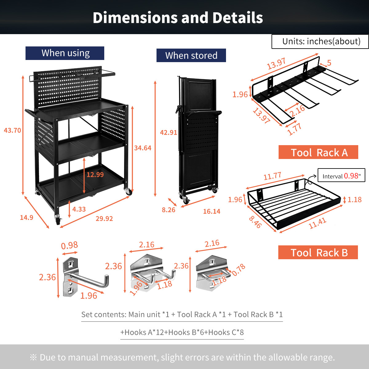Tool Cart Utility Cart 3 tier Foldable Tool Cart - Temu