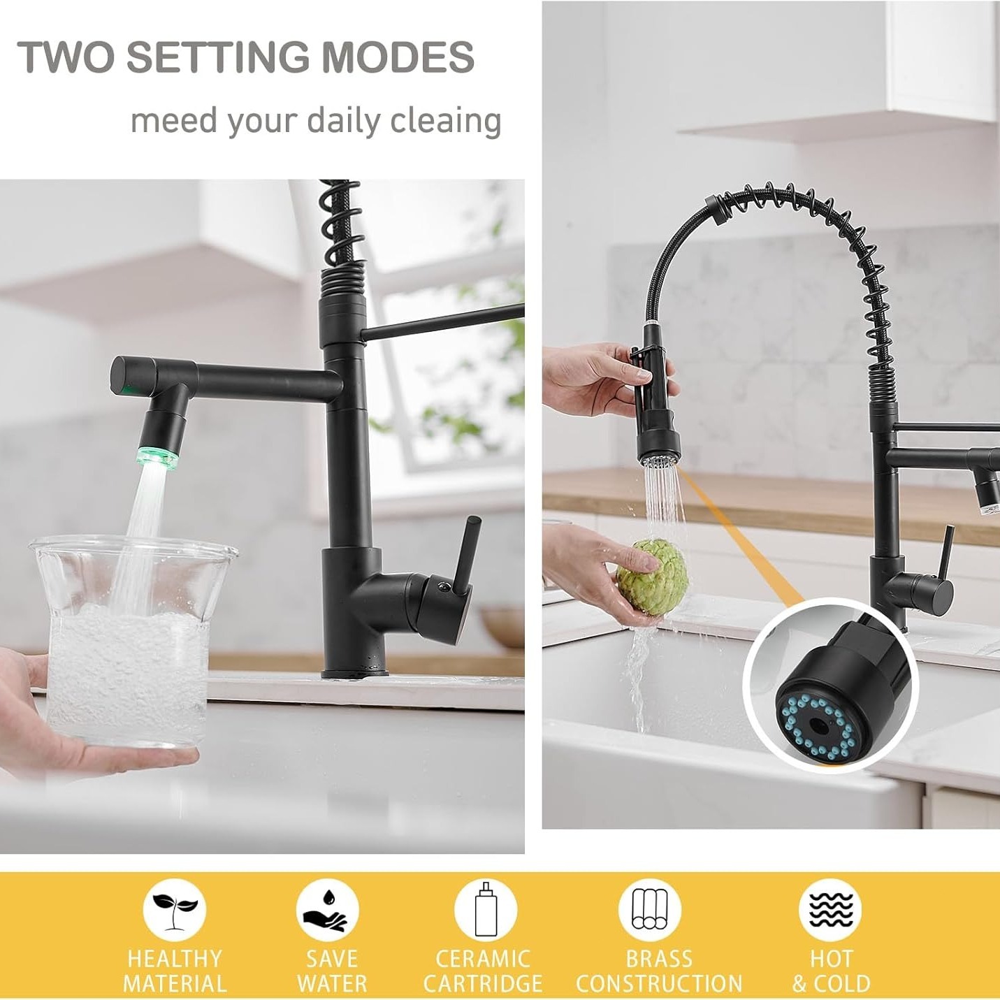 Black Kitchen Faucet Pull Sprayer Dual Commercial Rv - Temu